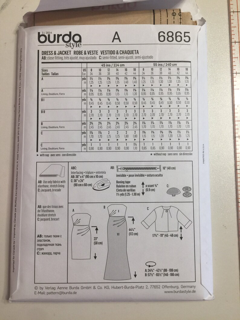 BURDA Style 6865 Misses Special Occasion Dress With Jacket. | Etsy