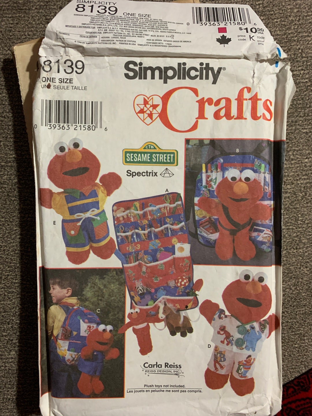 Sesame Street Tickle Me Elmo and Accessories. Simplicity Crafts 8139 ...