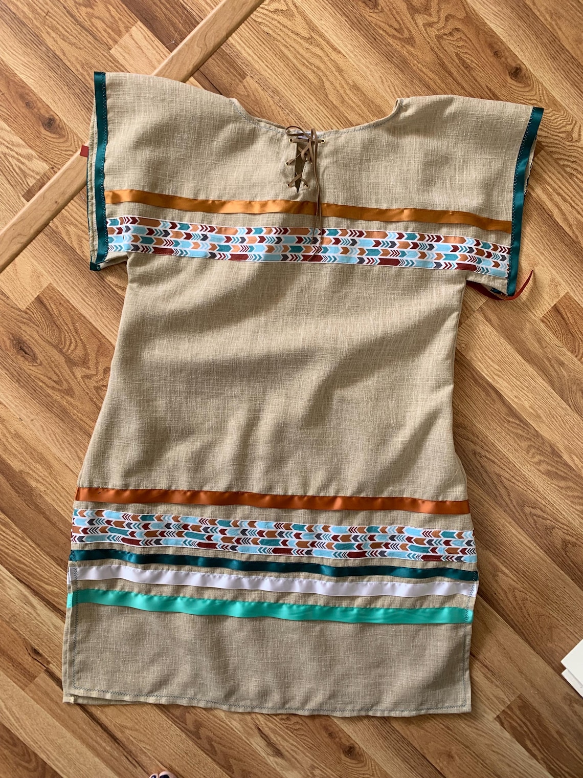 Woman A-line Prairie Ribbon Dress. Arrows Theme Earthtone Size M-L 36 ...