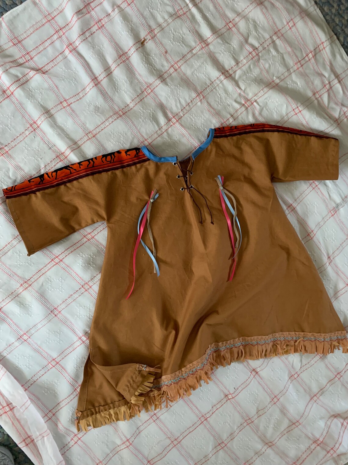 First Nations DRESS Girl 4-6 Buckskin Colored Trade Cloth Pow Wow ...