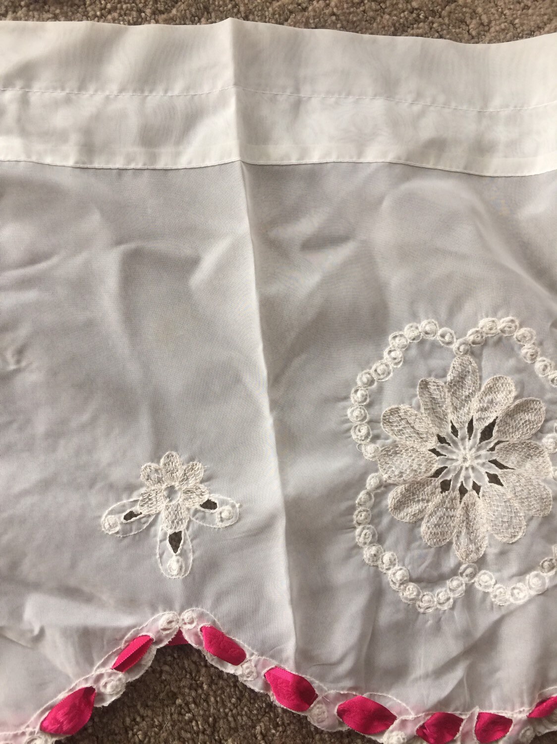 Sheer Cream WINDOW VALANCE Hot Pink Fushia Raised Floral - Etsy