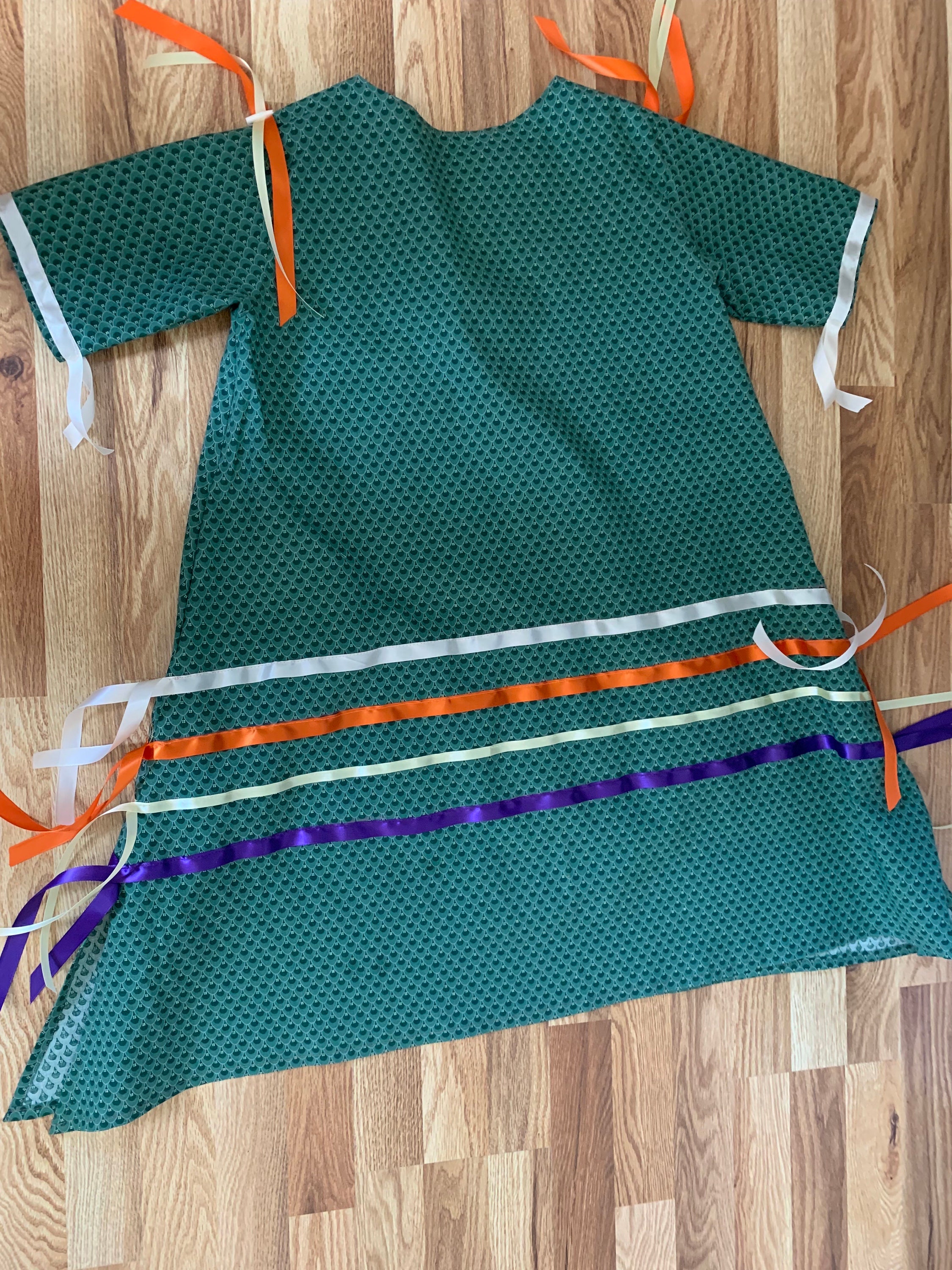 First Nations Child 8-10 Green Trade Cloth RIBBON DRESS Pow Wow ...