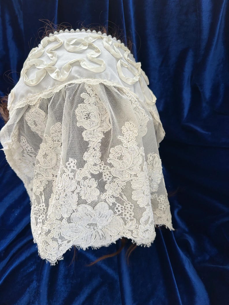 Antique White Lace Head Dress, Colonial Costume Bonnet, Upcycled ...