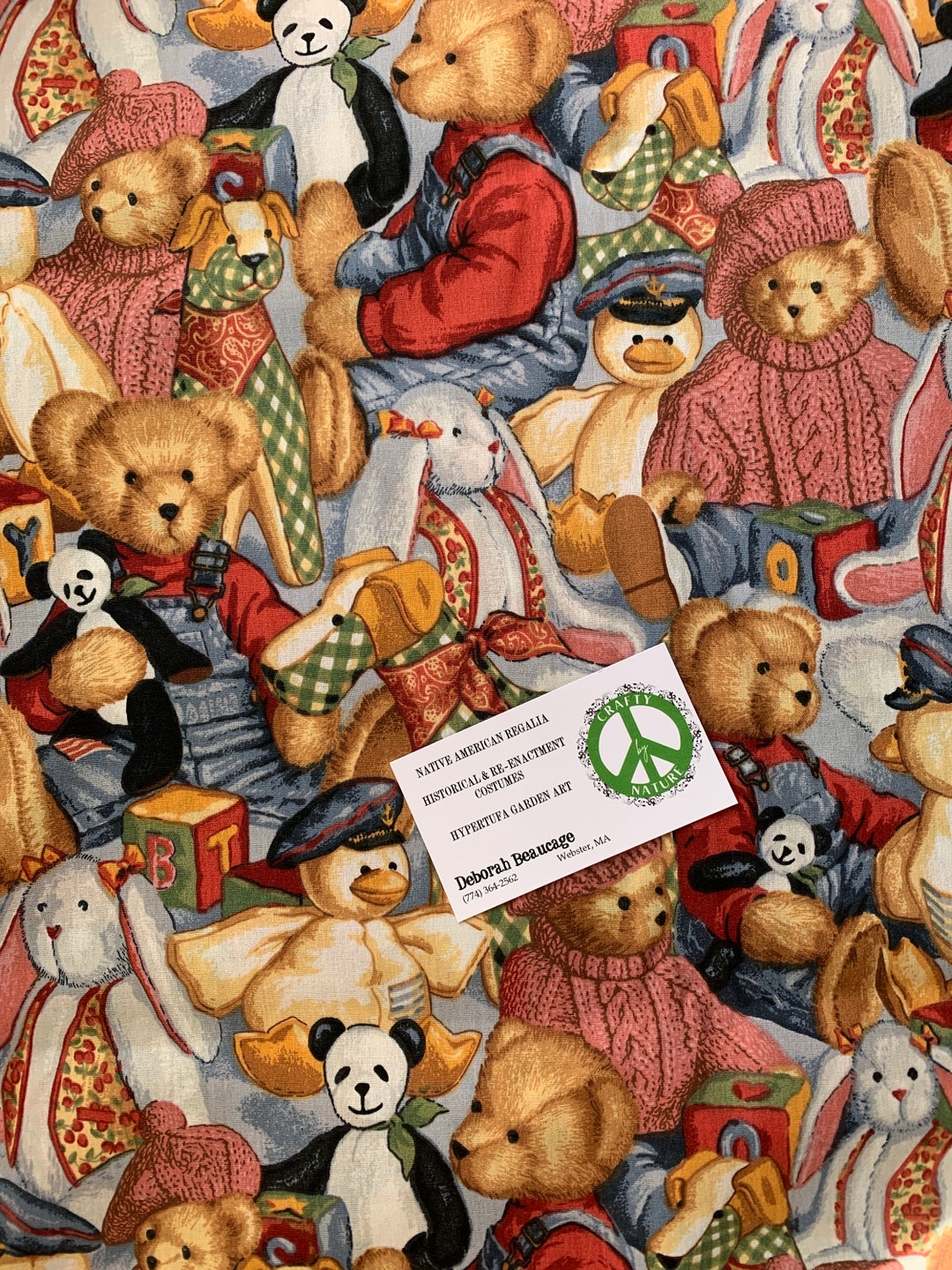 Daisy Kingdom "blue Jean Teddy Allover" Cotton Calico Yardage. Unwashed ...