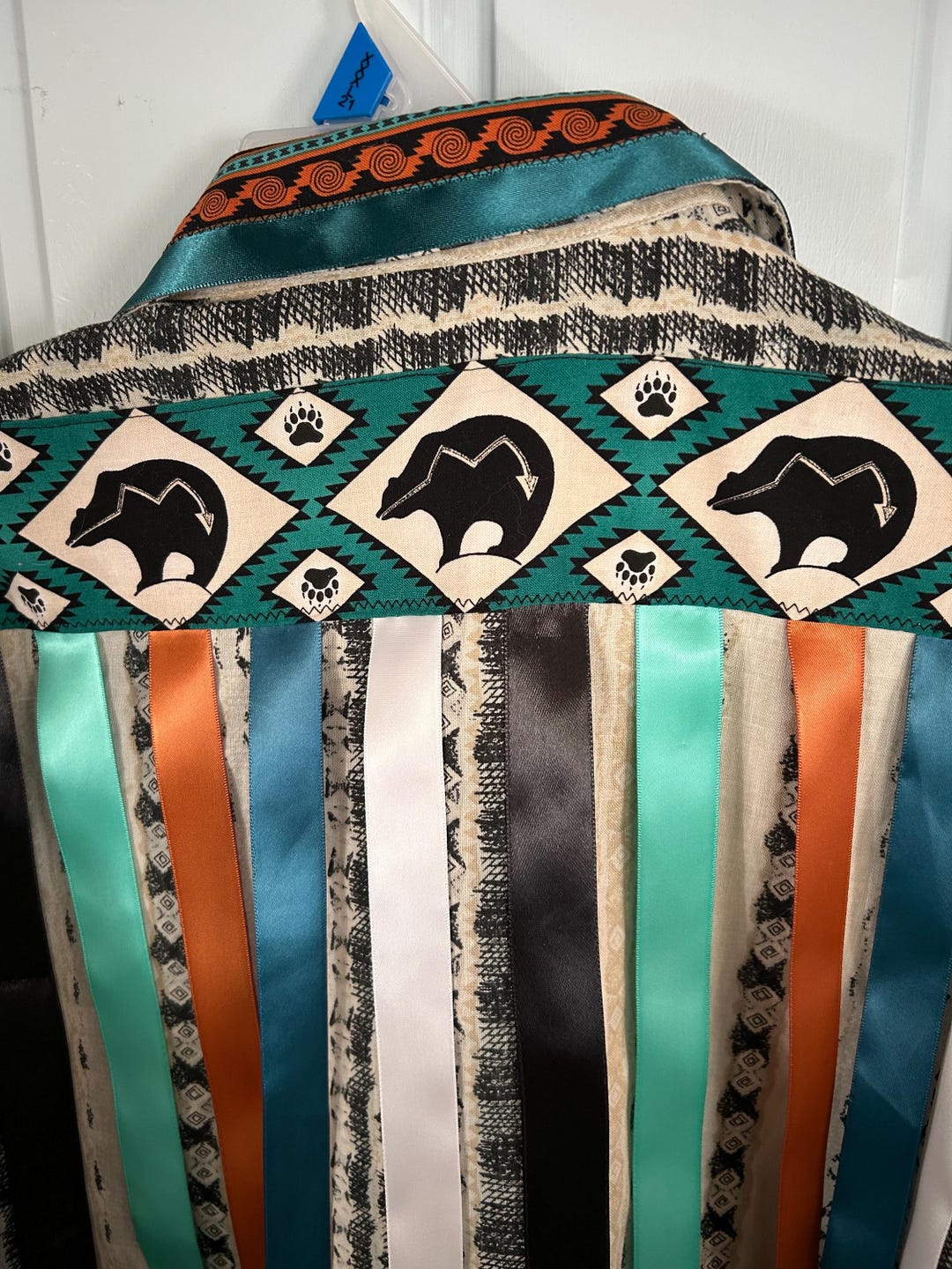 Men's 1X Tribal Black BEAR Theme Powwow Regalia RIBBON SHIRT by Basic ...