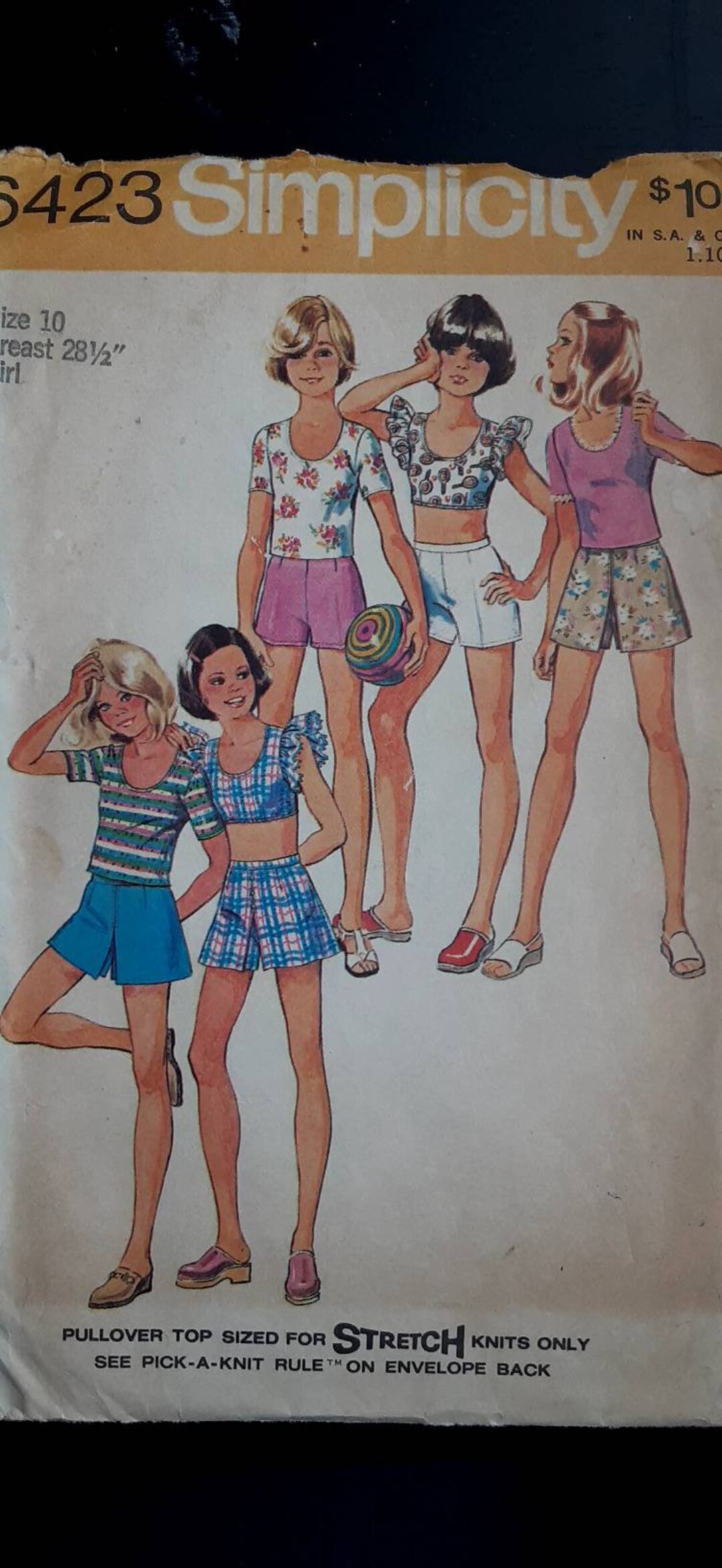 Girls 10 Retro Midriff Tops, Pinafore Top, Pantskirt, Shorts, Skorts ...