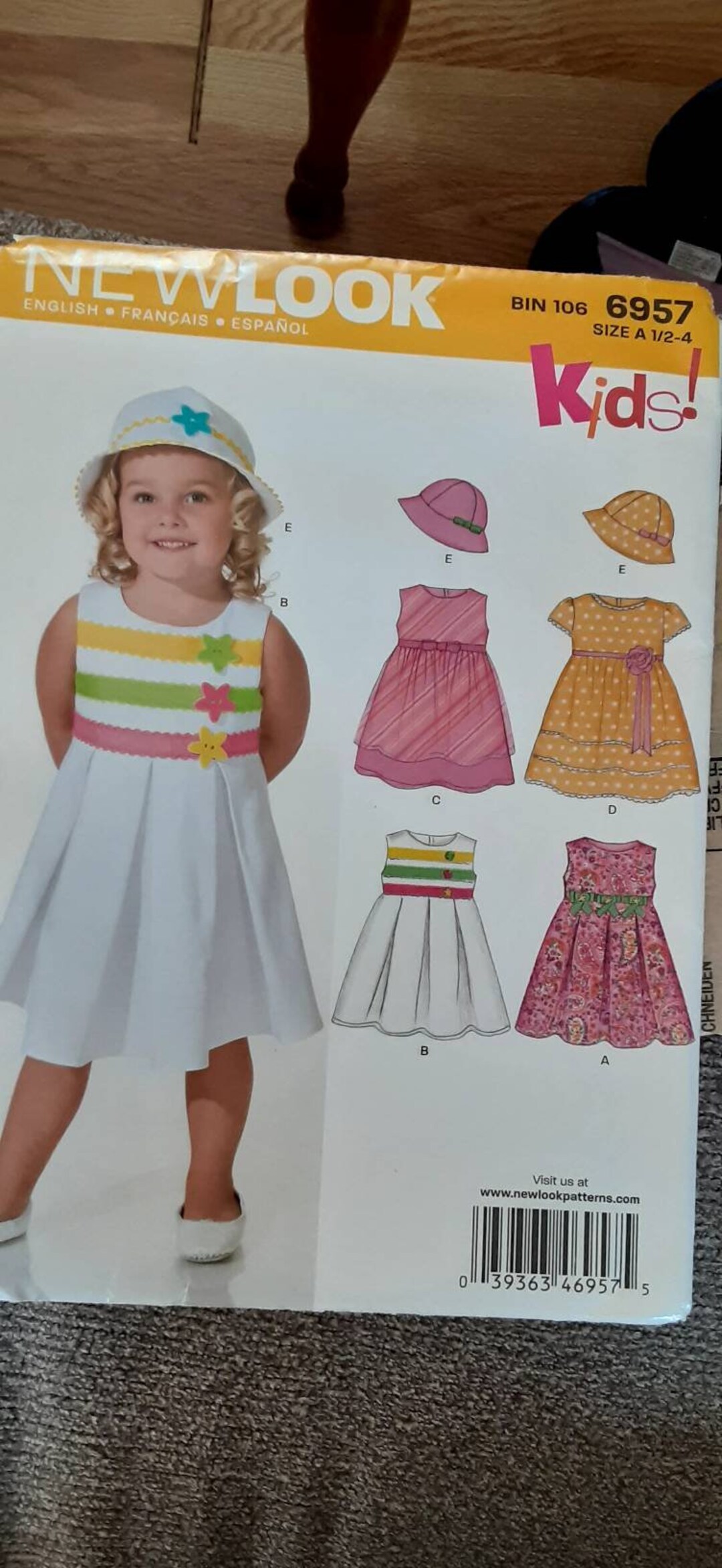 Toddler Sizes 1/2 to 4 Summer Dress & Brimmed Hat. New Look 6957 OOP ...