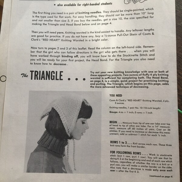 Knitting Pattern Leaflet - Etsy