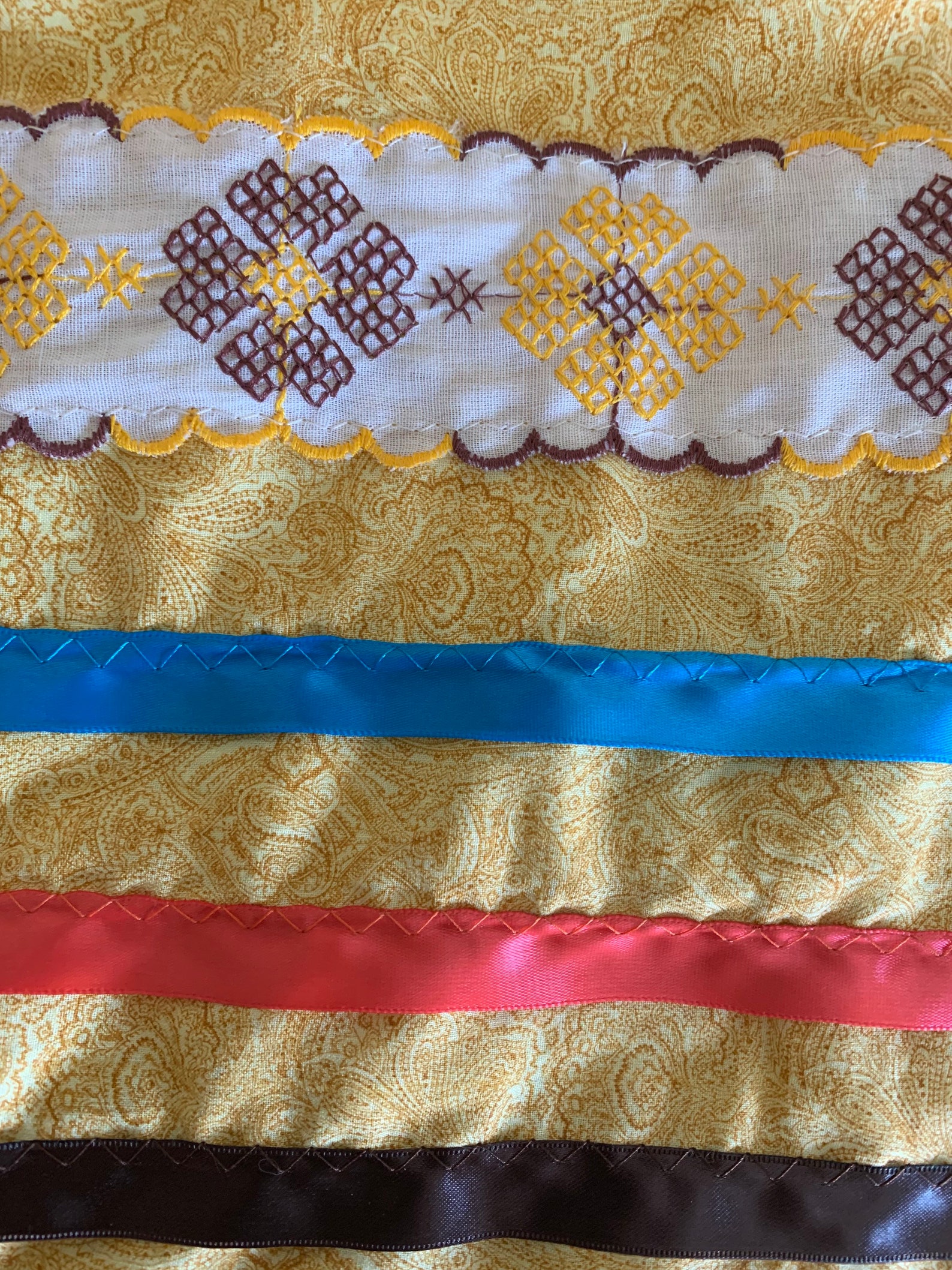 Girls Tribal Pow Wow RIBBON SKIRT Vintage Floral Trim or - Etsy