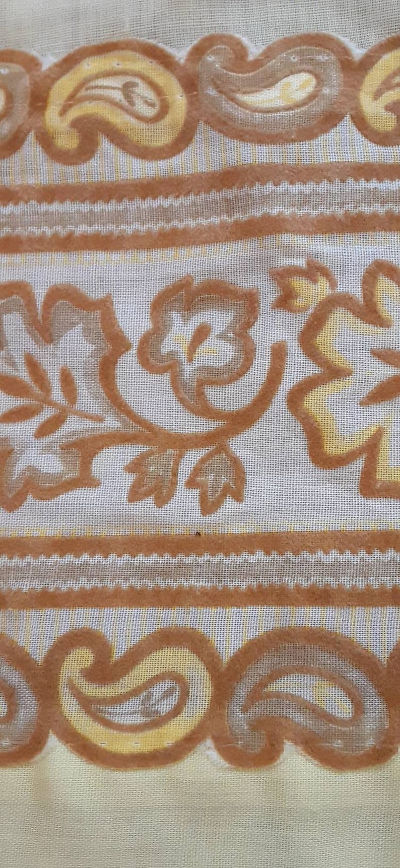 Vintage FLOCKED Cafe Curtain Panels 30w X 24" Long. Solid Bright Yellow ...