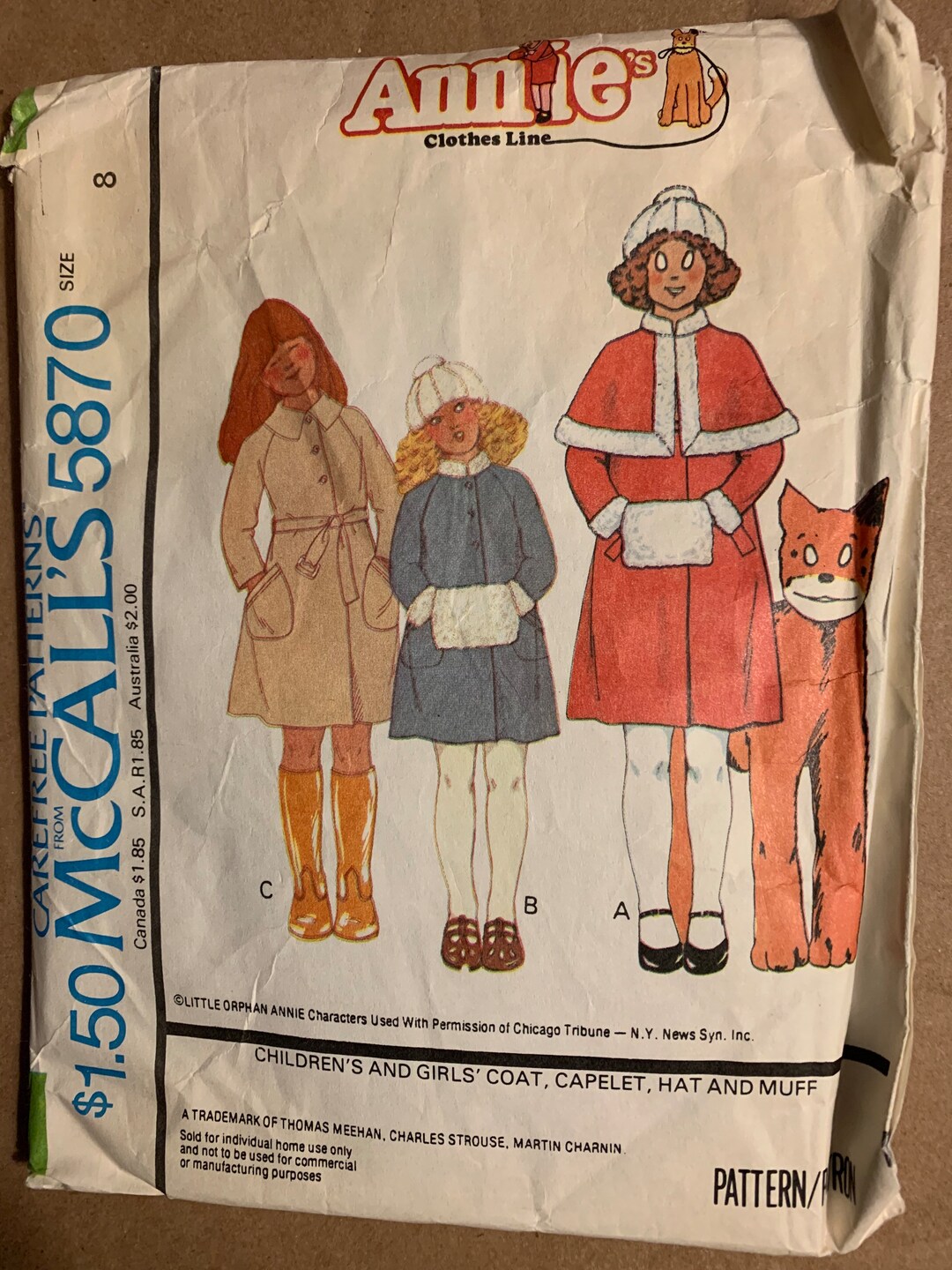 Annie Hall Character Childs Coat Capelet Hat and Muff Mccalls #5870 ...