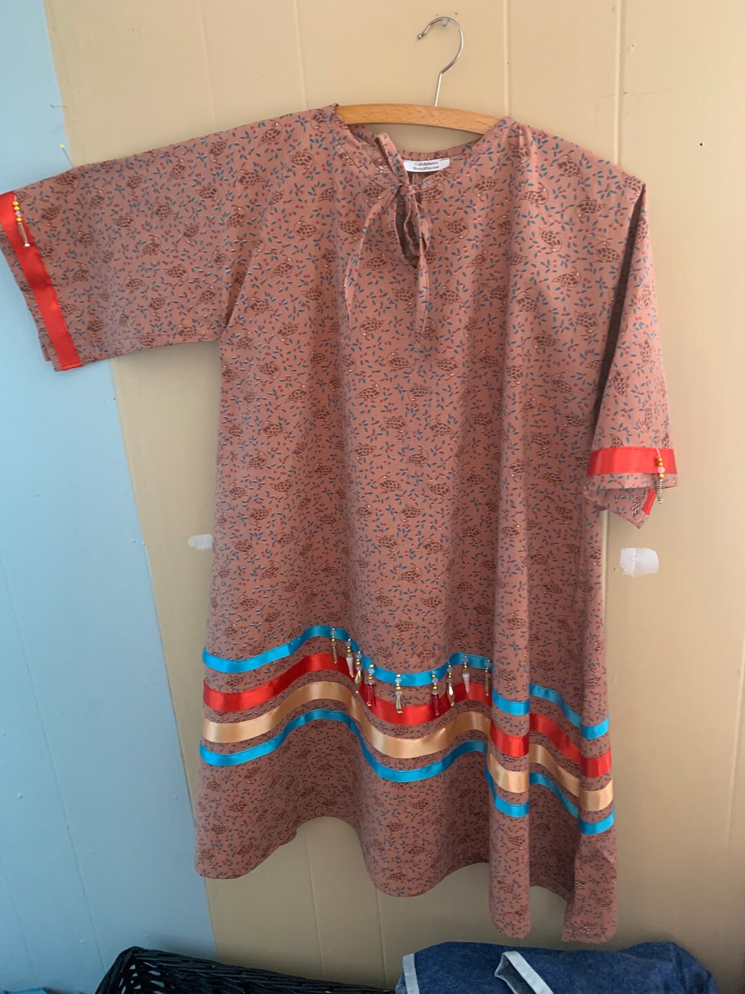 First Nations Girls 8-10 Trade Cloth RIBBON DRESS Pow Wow Ceremonial ...