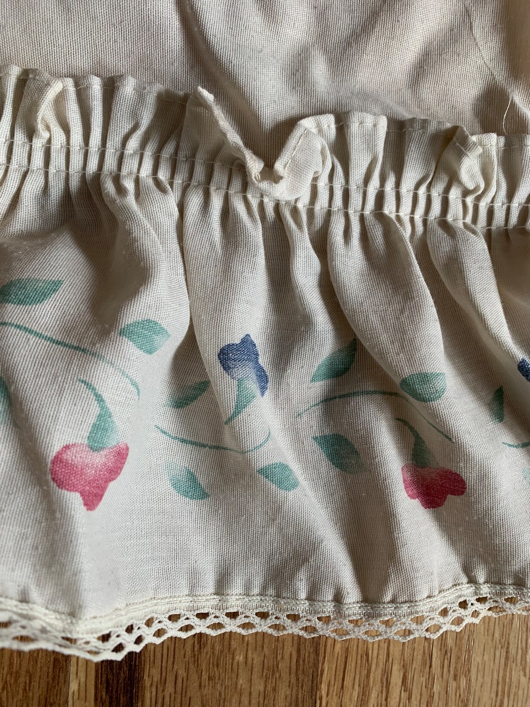 Country Stenciled Floral Vine Curtains . Two Fishtail Swag Panels 72L X ...