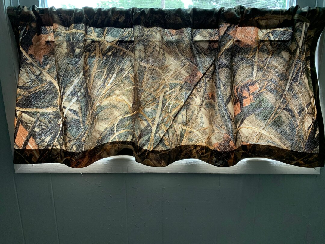CAMOUFLAGE Man Cave Basement Casement Window Treatment, Valance or ...