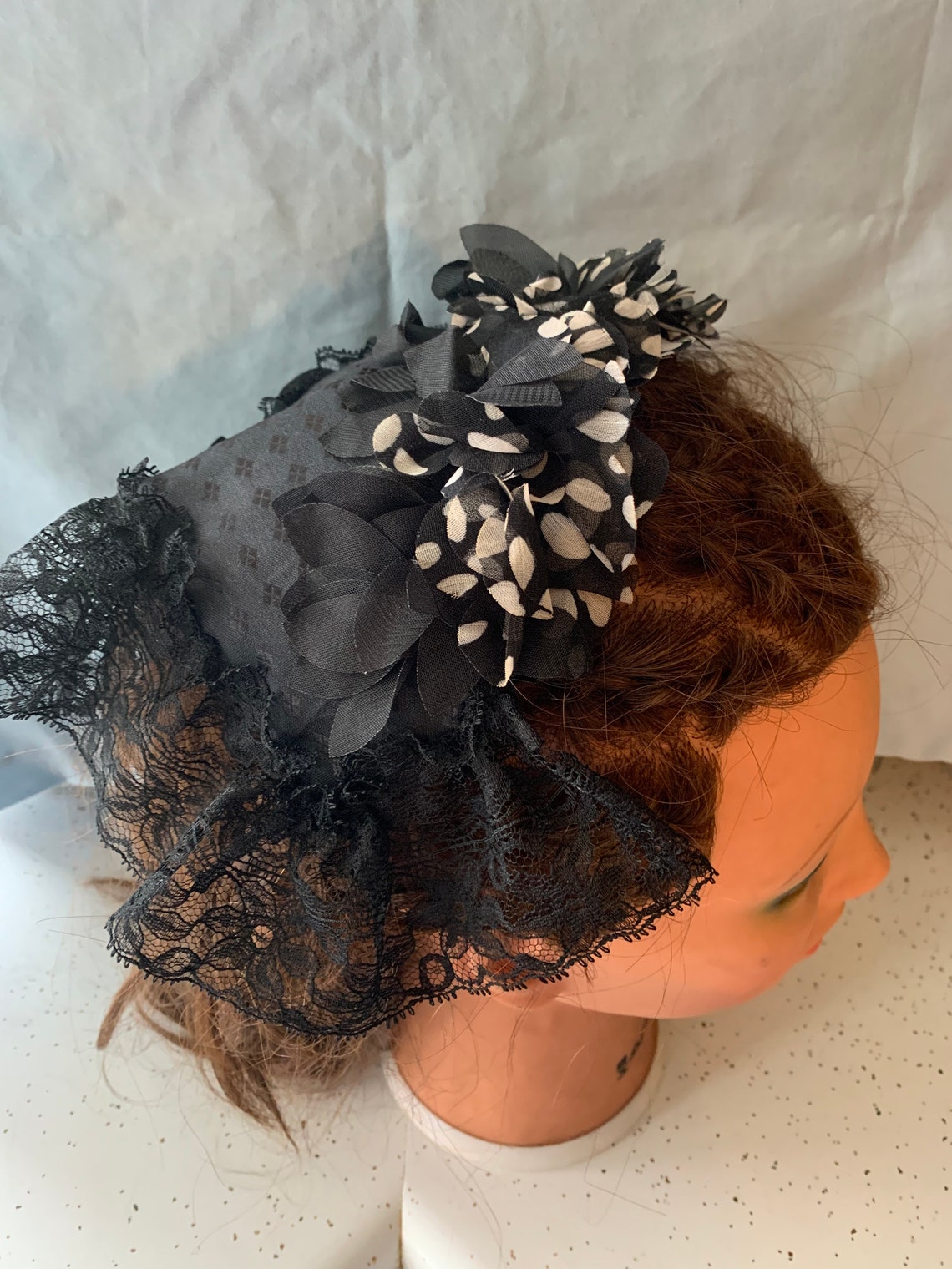 Black Mourning Cap Ladies Victorian Dress Bonnet. Salvaged Black ...
