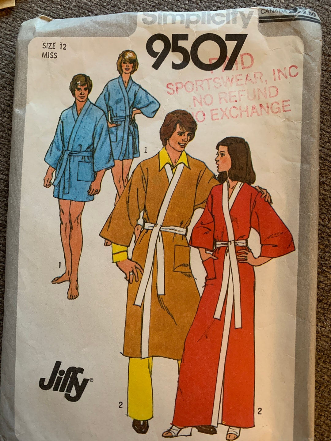 Mens or Misses Size 12 Kimono Robe in Two Lengths. Simplicity #9507 ...