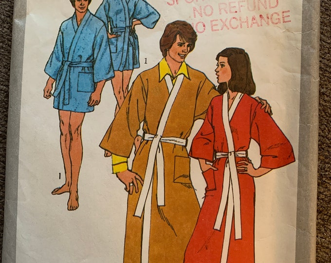 Mens or Misses Size 12 Kimono Robe in Two Lengths. Simplicity #9507 ...