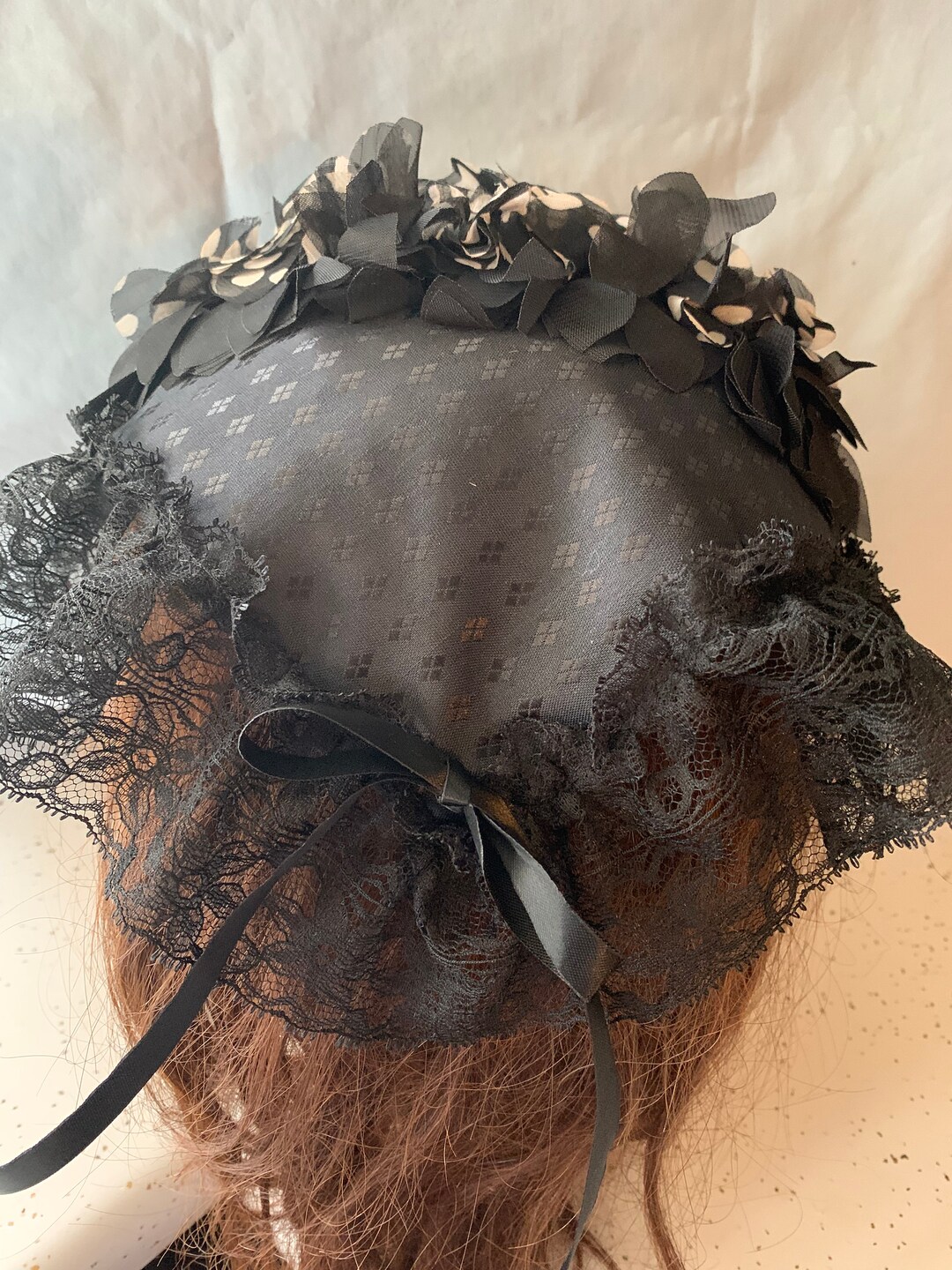 Black Mourning Cap Ladies Victorian Dress Bonnet. Salvaged Black ...