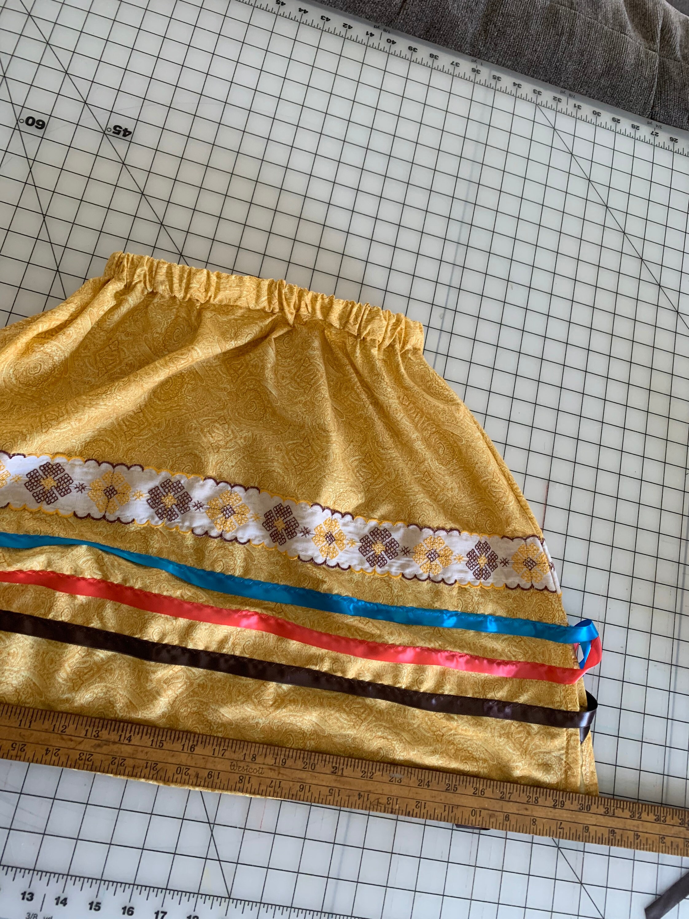 Girls Tribal Pow Wow RIBBON SKIRT Vintage Floral Trim or - Etsy