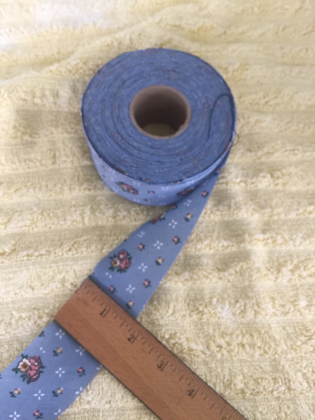 Blue Calico Floral Flat Bias Binding Trim Bulk Lot 20+ YARDS 1-3/4 Inch ...