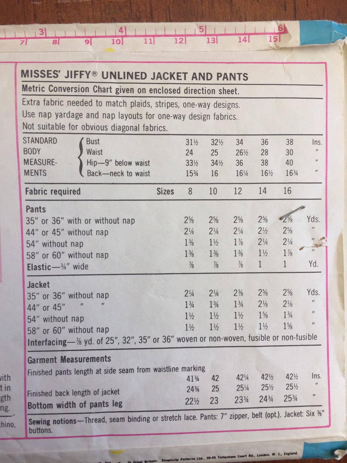 Miss Sizes 14 & 16 Jiffy Unlined Retro Jacket and Pants. - Etsy
