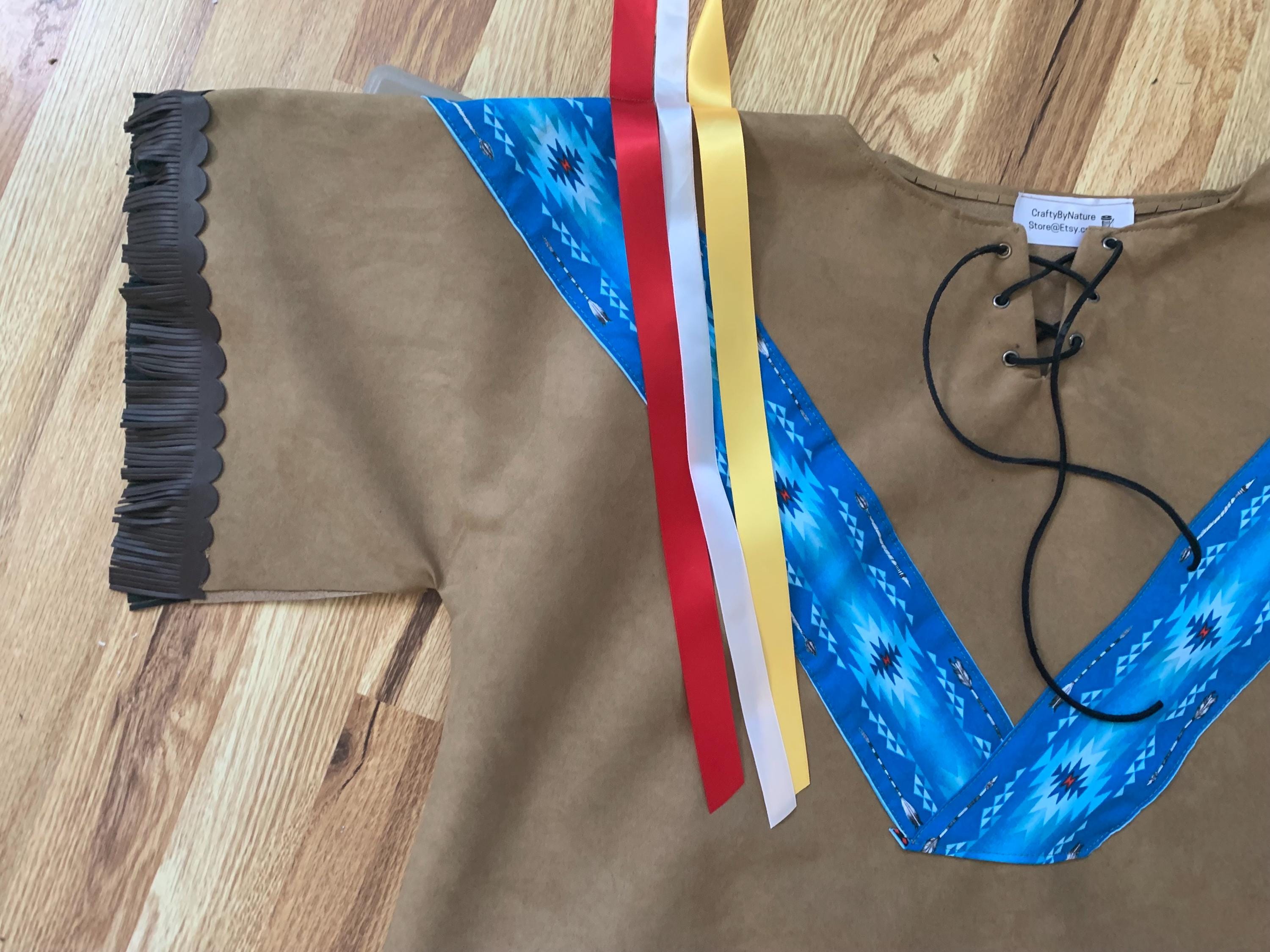 Suede First Nations RIBBON DRESS Chevron Trim Powwow Ceremonial Ladies ...