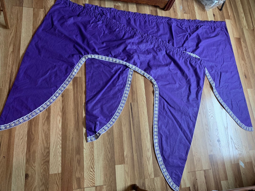 Purple Glitter Swag VALANCE. Lined. 40 X 52” Wide. Window Curtains (2 ...