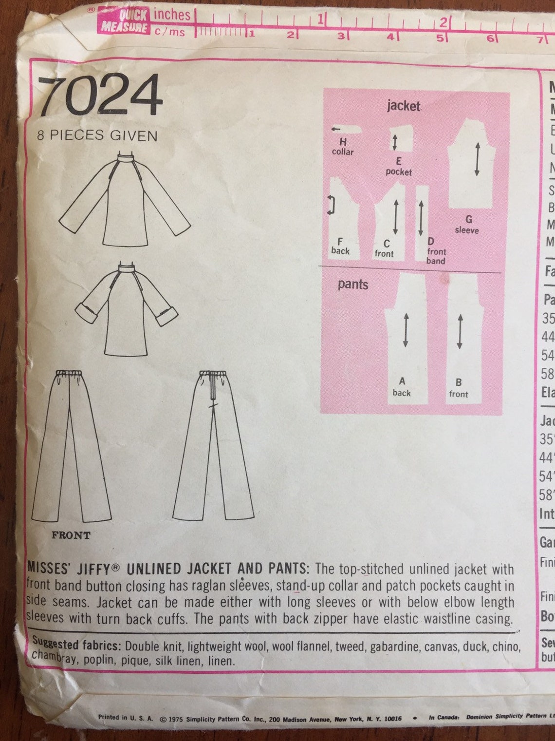 Miss Sizes 14 & 16 Jiffy Unlined Retro Jacket and Pants. - Etsy