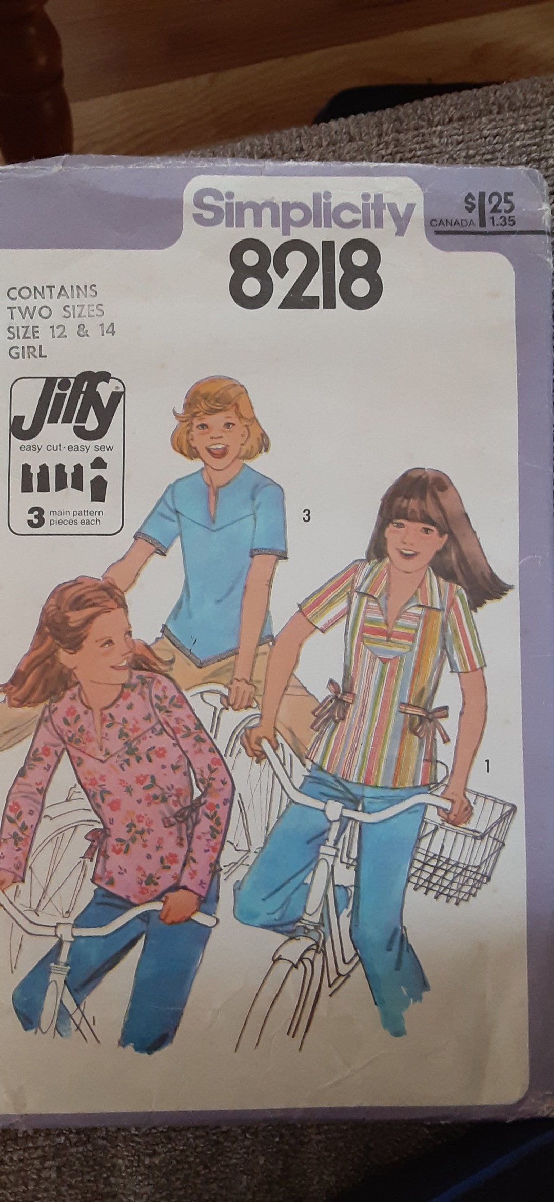 Girls Size 12-14 Jiffy Pullover TOPS. Simplicity #8218 Precut OOP C1977 ...