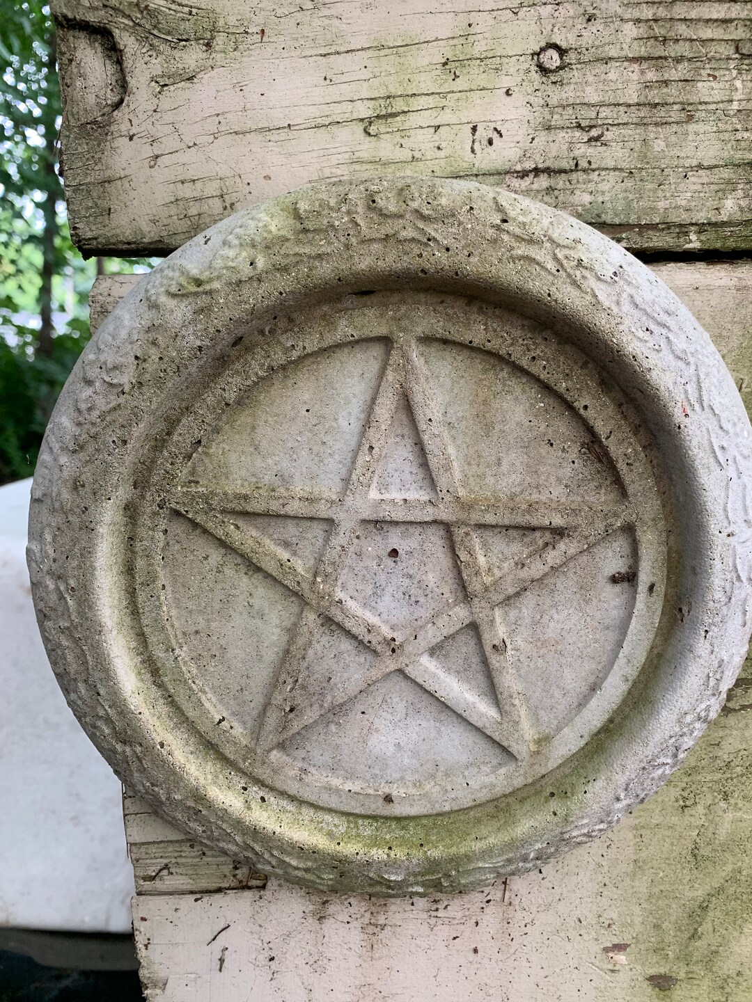 Pentagram Pagan Star Hypertufa Garden Fence Art. 9” Round With Wire ...