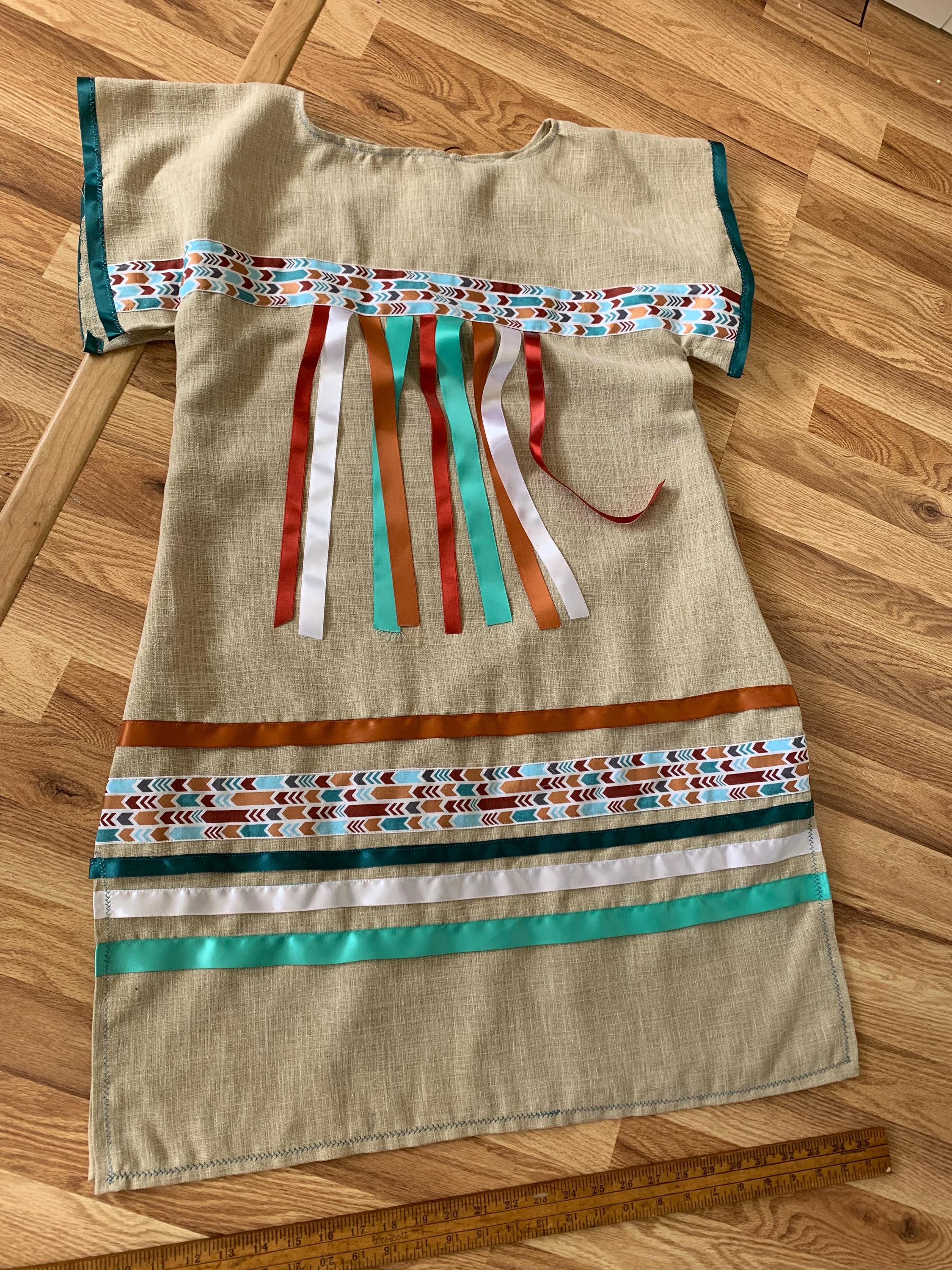 Woman A-line Prairie Ribbon Dress. Arrows Theme Earthtone Size M-L 36 ...