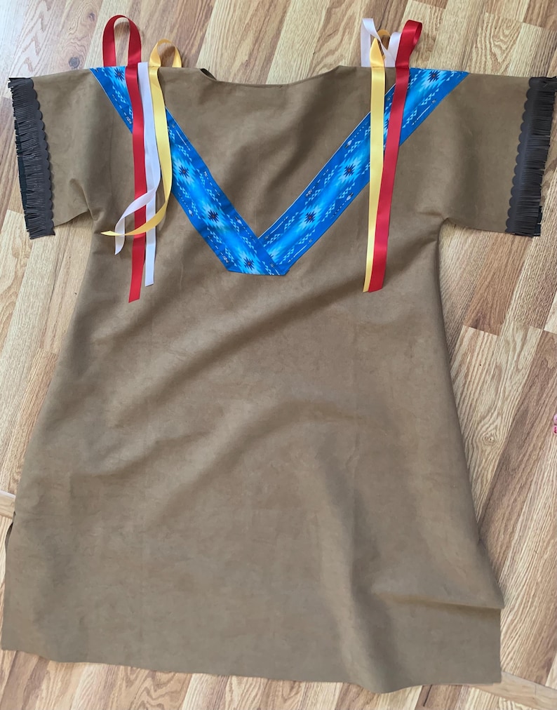 Suede First Nations RIBBON DRESS Chevron Trim Powwow Ceremonial Ladies ...