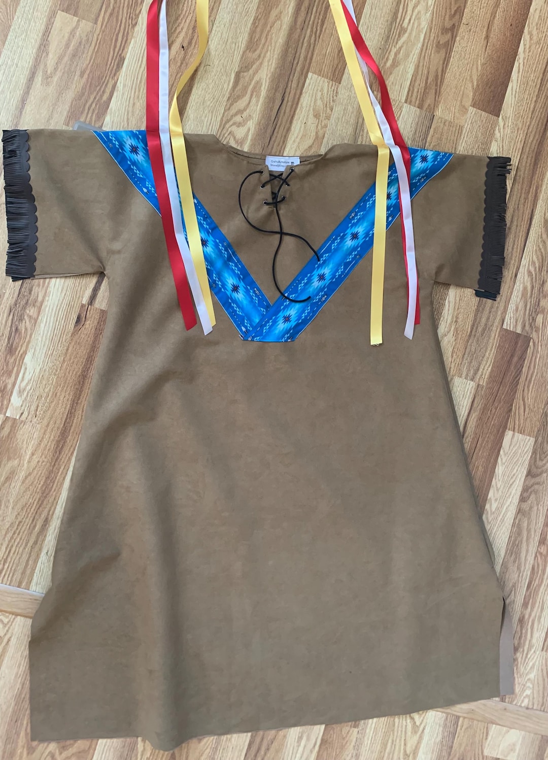 Suede First Nations RIBBON DRESS Chevron Trim Powwow Ceremonial Ladies ...