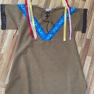 Suede First Nations RIBBON DRESS Chevron Trim Powwow Ceremonial Ladies ...