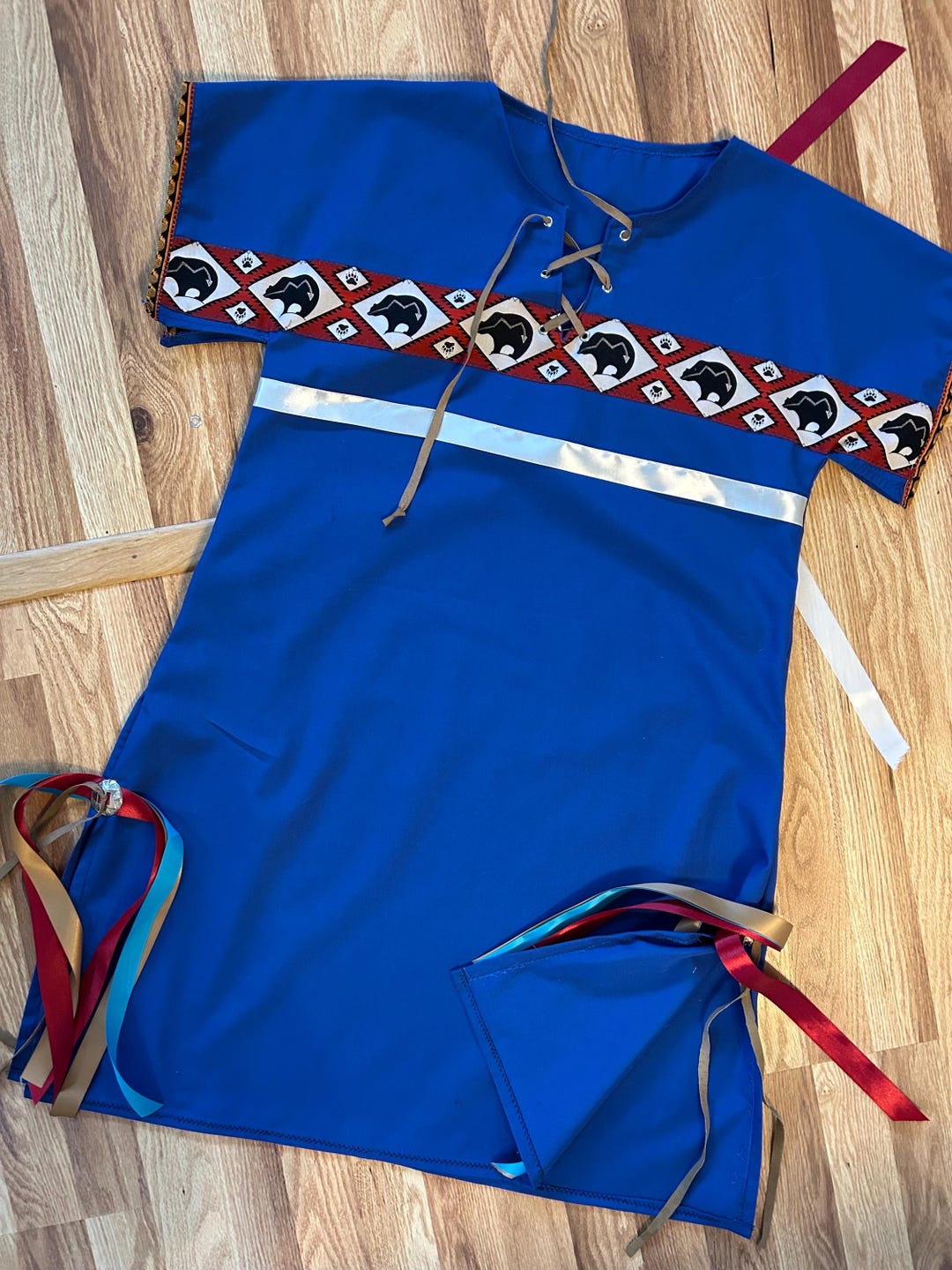Woman A-line Blue Prairie Ribbon Dress. Black Bear Theme . 36-38”bust ...