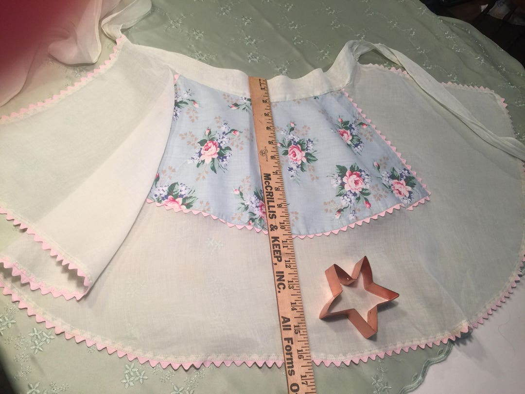 ROSES and Rose Buds on Sheer Pale Green Woman's Half APRON. Beautiful ...