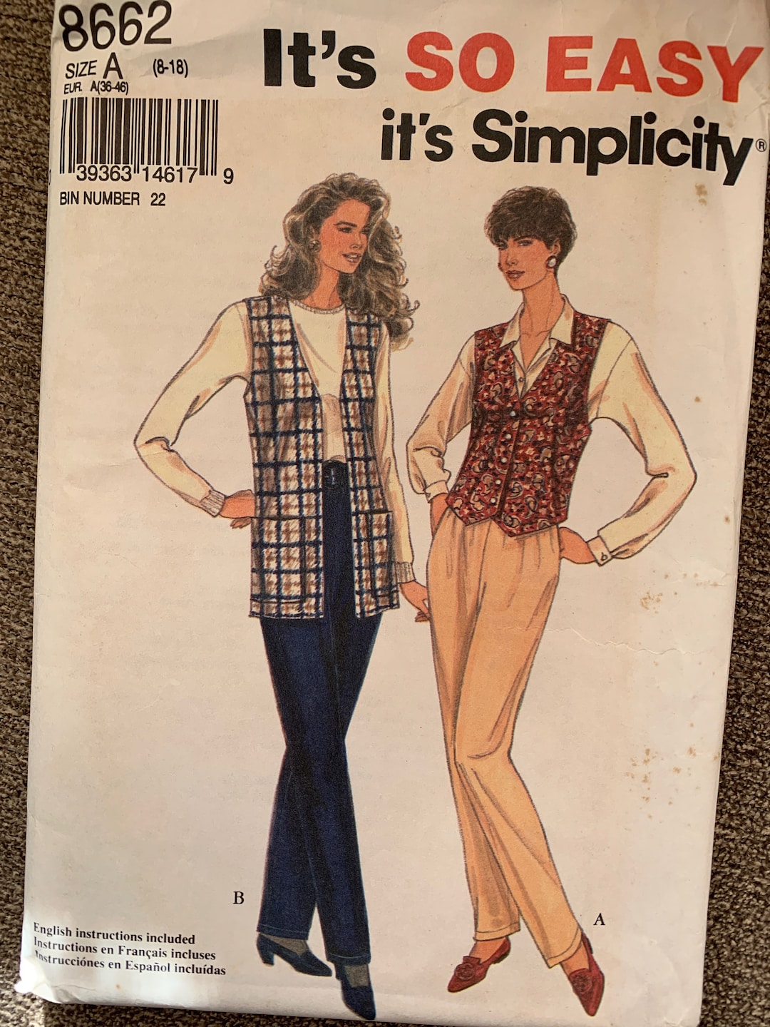 Misses 8 - 18 Pull-on Pants, Lined Vests. Simplicity #8662 Uncut C1993 ...