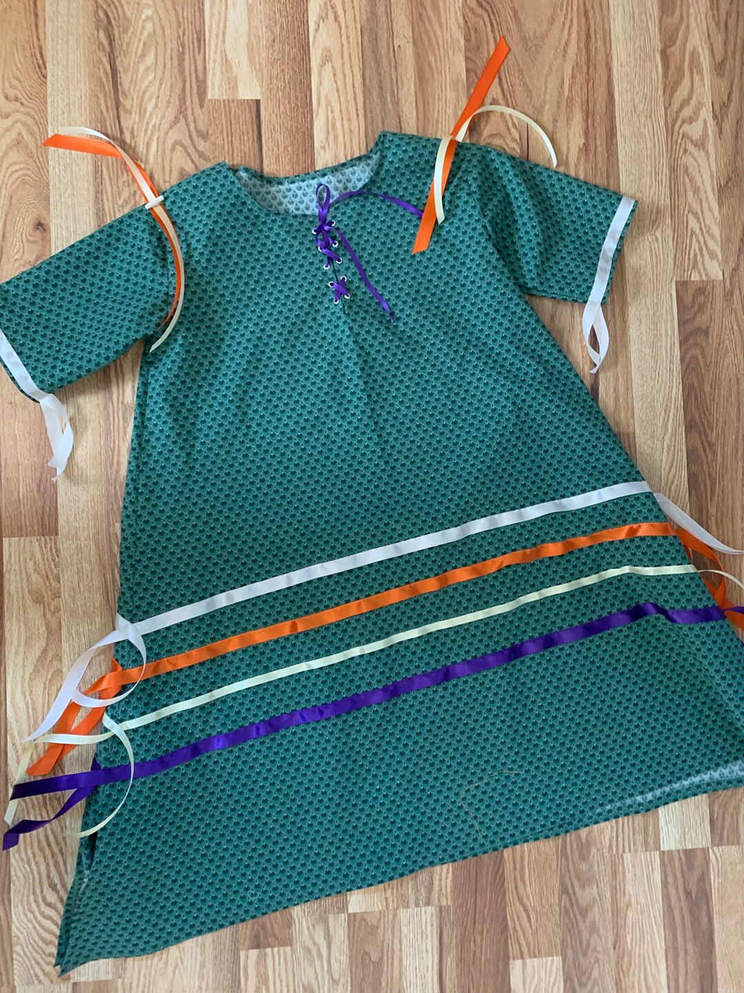 First Nations Child 8-10 Green Trade Cloth RIBBON DRESS Pow Wow ...