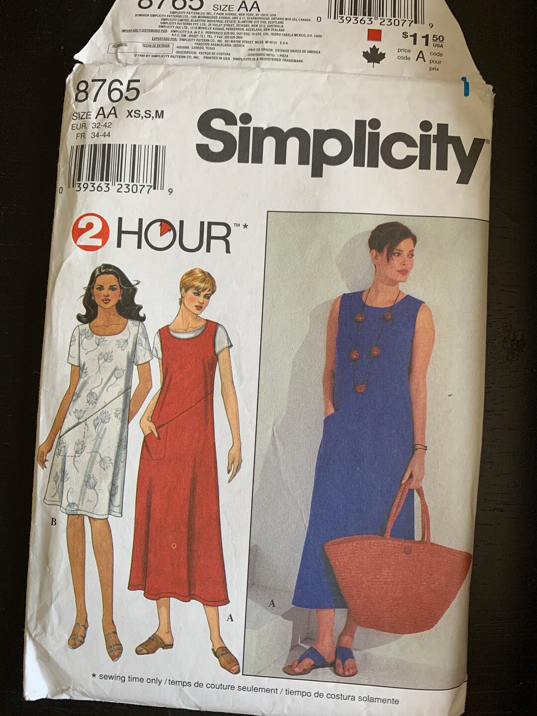 Misses Dress. Simplicity 2-hour #8765. OOP Quick Sew Pattern C1999 - Etsy