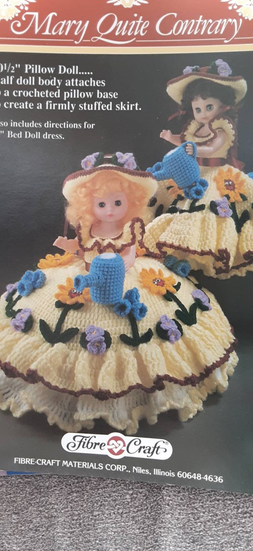 Crochet MARY QUITE Contrary Pillow Doll or 13 Inch Bed Doll. FCM 165 ...