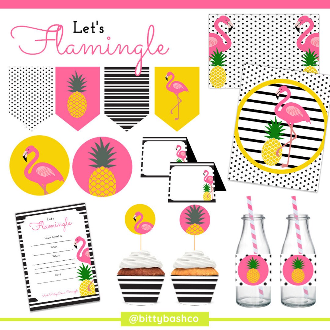 Flamingo Party Printable | Pineapple Party | Summer Pool Party Decor ...