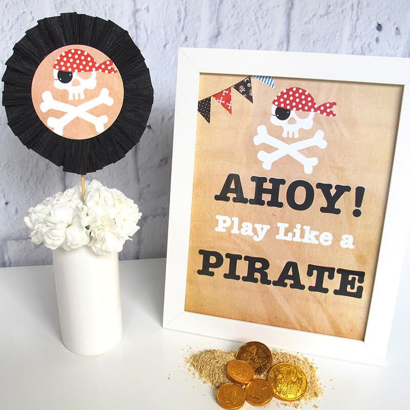 Pirate Party Printable | Pirate Theme Party Decorations | Ahoy Matey ...
