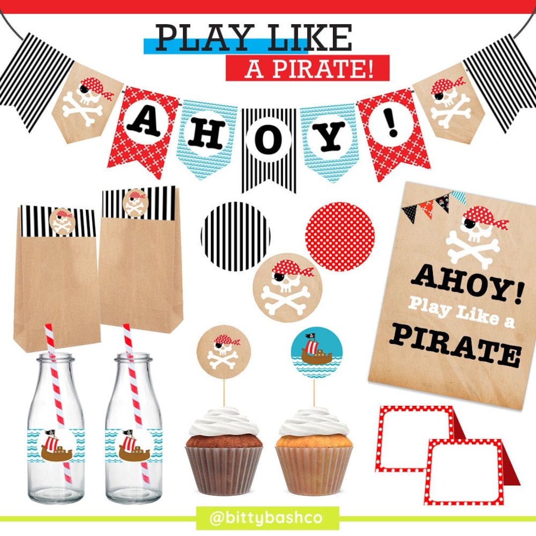 Pirate Party Printable | Pirate Theme Party Decorations | Ahoy Matey ...