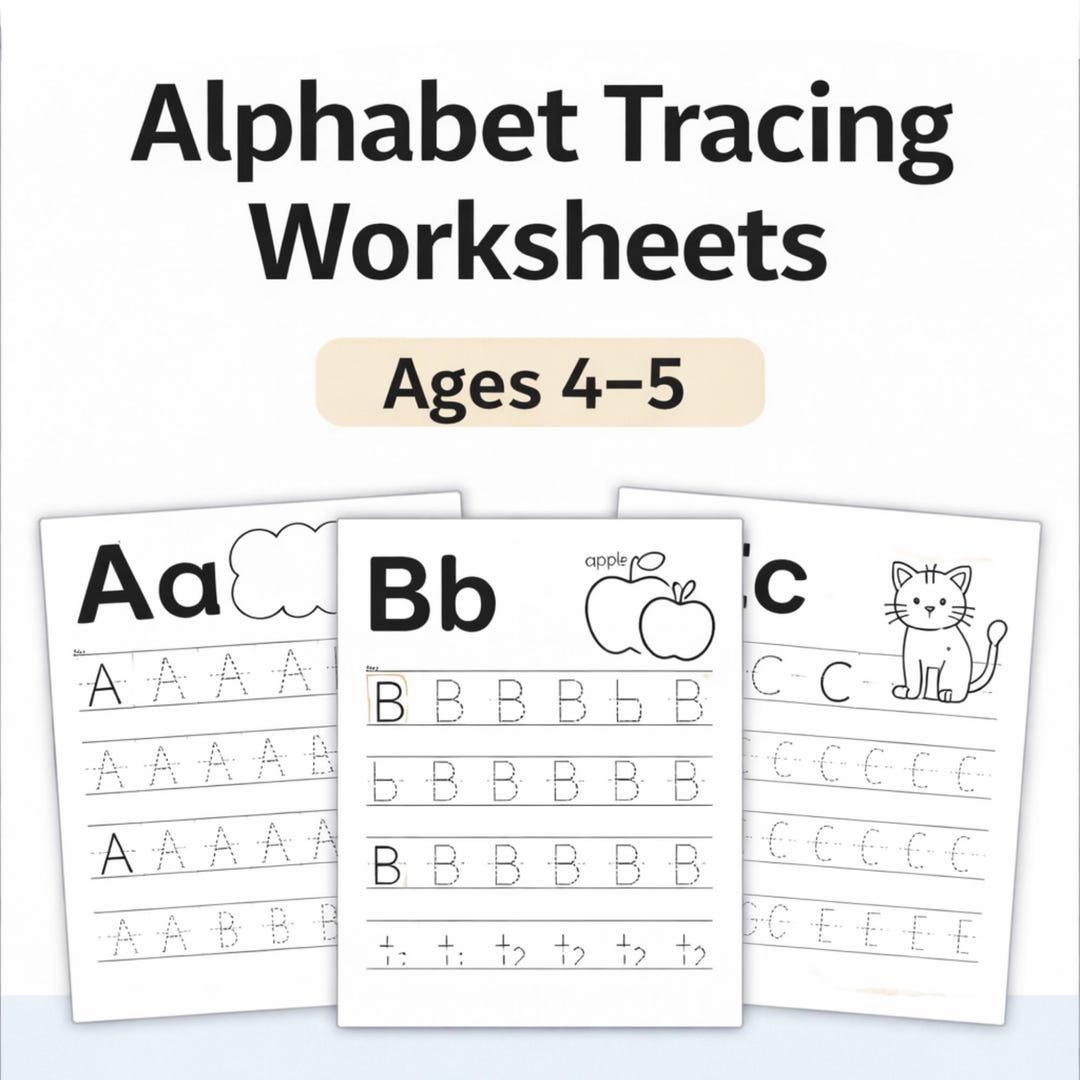 Alphabet Tracing Workbook Ages 4–5 | Capital Letters A–Z | Black and ...
