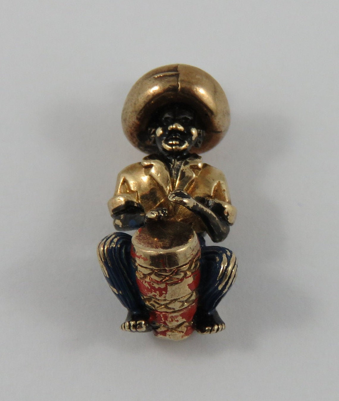 Enamel Bongo Drum Player 9K Gold Vintage Charm for Bracelet - Etsy