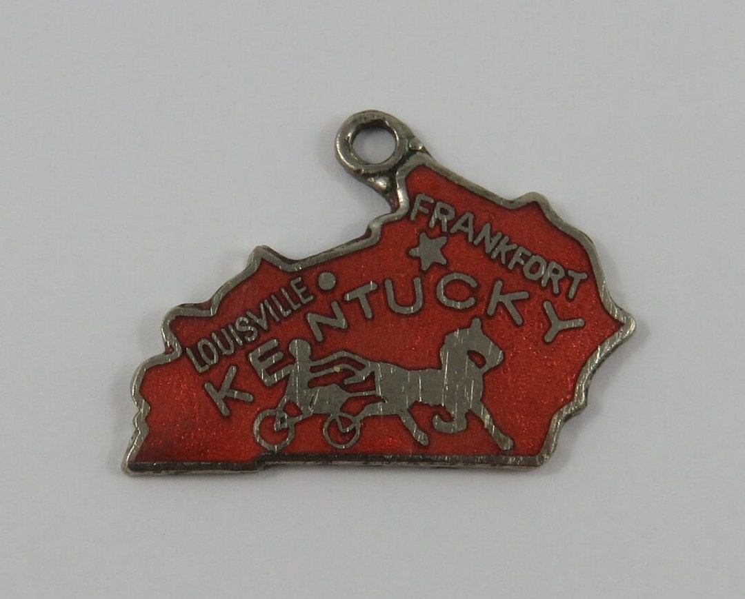 Pink Enamel Map of Kentucky State Vintage Charm for Bracelet - Etsy