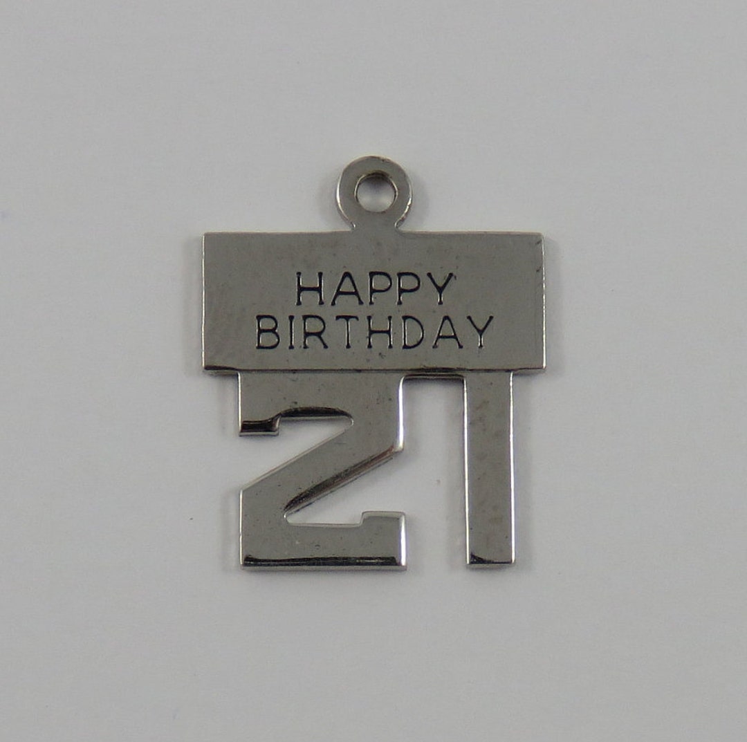 Enamel Happy Birthday 21 Sterling Silver Vintage Charm for Bracelet - Etsy
