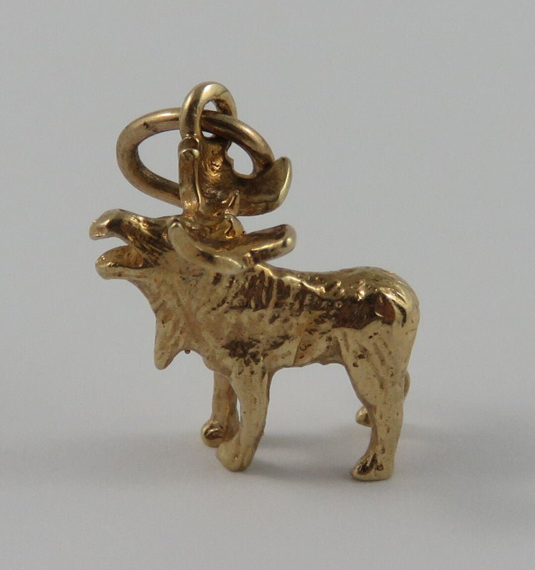 Moose 10K Gold Vintage Charm for Bracelet - Etsy