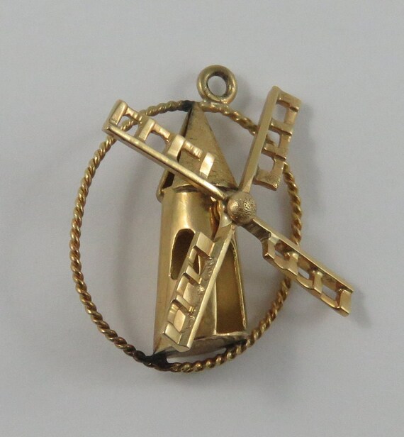 Windmill Mechanical 18K Gold Vintage Charm for Bracelet - Etsy