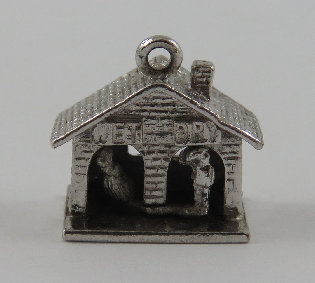 German Weather House Barometer Mechanical Sterling Silver Vintage Charm ...